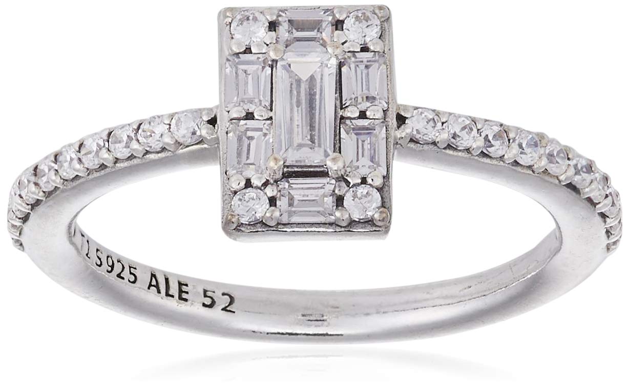 Pandora Jewelry Sparkling Square Halo Cubic Zirconia Ring in Sterling Silver, Size 6