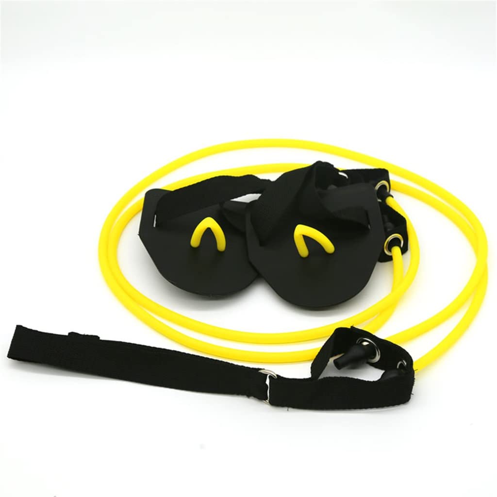 YFQHDD Professional Simulation Swimming Exercise Land Arm Strength Work Out Fitness Resistance Band Hand Webbed (Color : Yellow, Size : One Size)