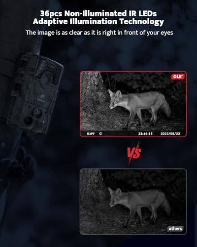 usogood Trail Camera 36MP 4K 30fps Game Camera with Night Vision Motion Activated IP66 Waterproof, 65ft 120° Wide Angle Detection Hunting Camera, for Outdoor Garden Backyard Wildlife Monitoring
