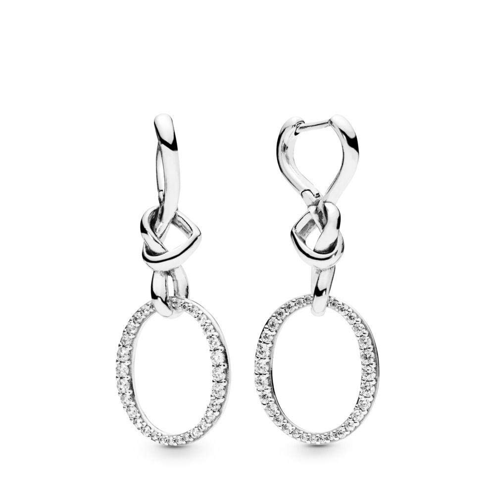 Pandora Jewelry Oval Knotted Heart Drop Cubic Zirconia Earrings in Sterling Silver