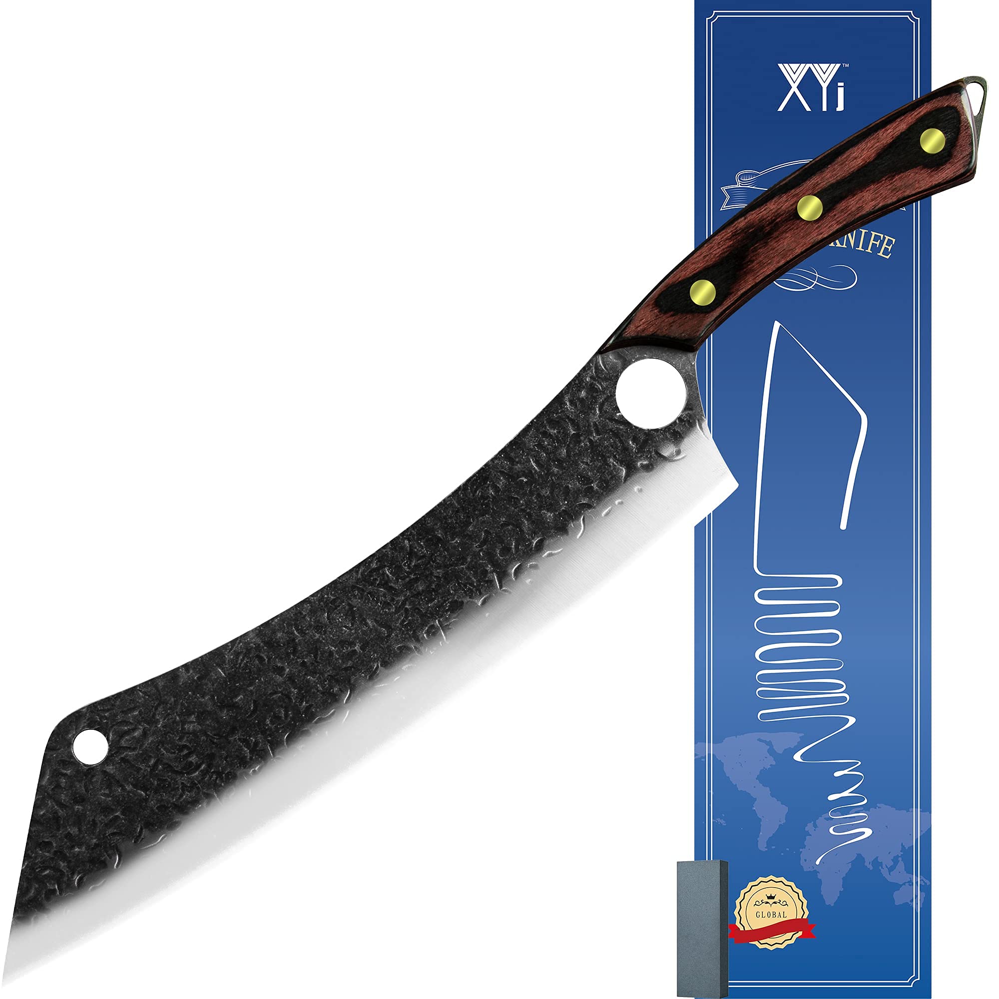 XYJ 12 Inch Extra Long Chef Knife Full Tang Razor Sharp Watermelon Slaughter Knives (Style3)