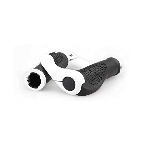 TTRS Store 1 Pair Bicycle Handlebar Grip Ergonomic Anti-Skid Lock-on Handle Cover Aluminum Alloy Rubber Grips MTB Bike Accessories (Color : White)