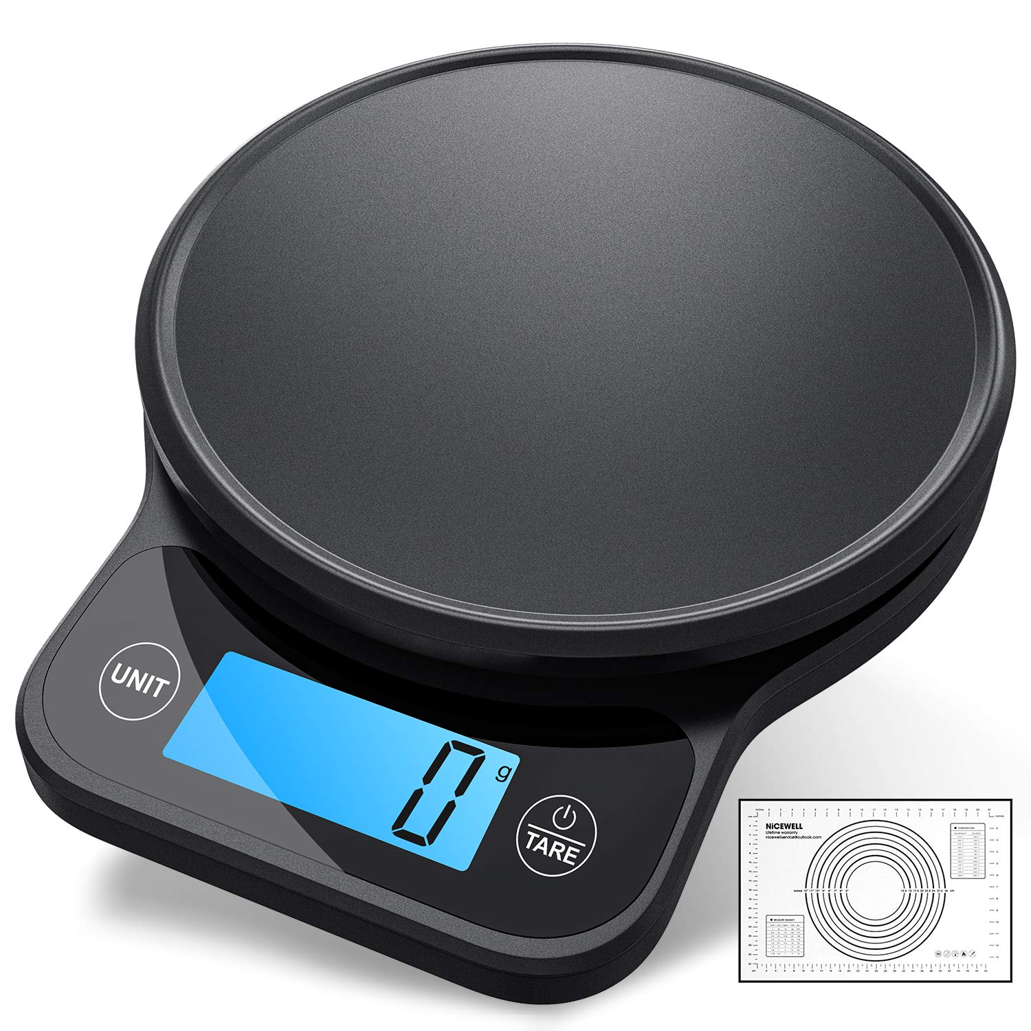 Nicewell Kitchen Scale, High Accurate Digital Food Scale for Weigh Loss, Measures in Grams and Ounces for Cooking Baking, 6kg/13lbs Max, with Pastry Mat