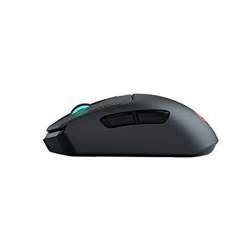 ROCCAT Kain 200 Wireless PC Gaming Mouse, AIMO RGB Backlit Lighting, Owl-Eye Optical Sensor, Ergonomic Mouse Feel, 5 Side Buttons, Adjustable Up to 16,000 DPI, Up to 50 Hour Battery Life, Black