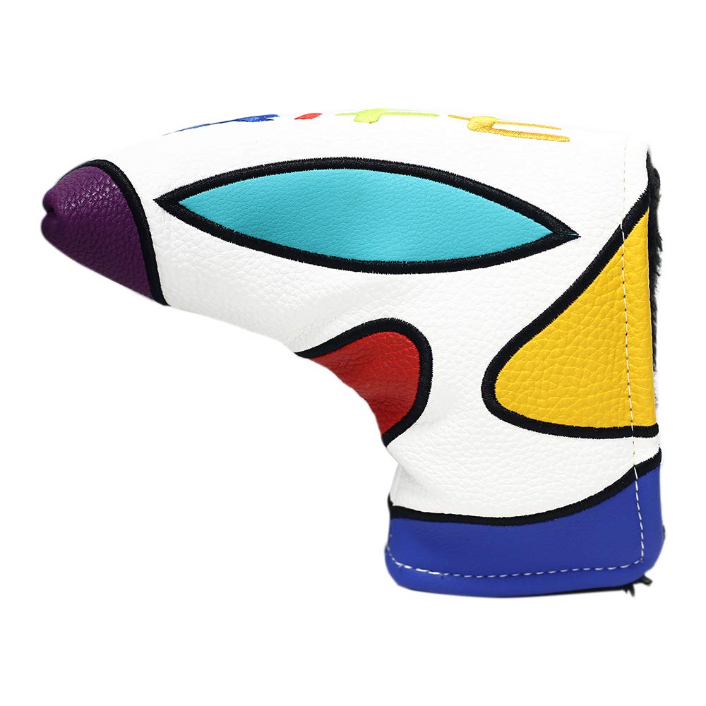 Rife Golf Collectors Edition - Retro L Shape Blade Putter Psychedelic Colorful Groovy Style Headcover. Limited Edition Tour Vintage Leather Style Custom Design Putter Head Cover
