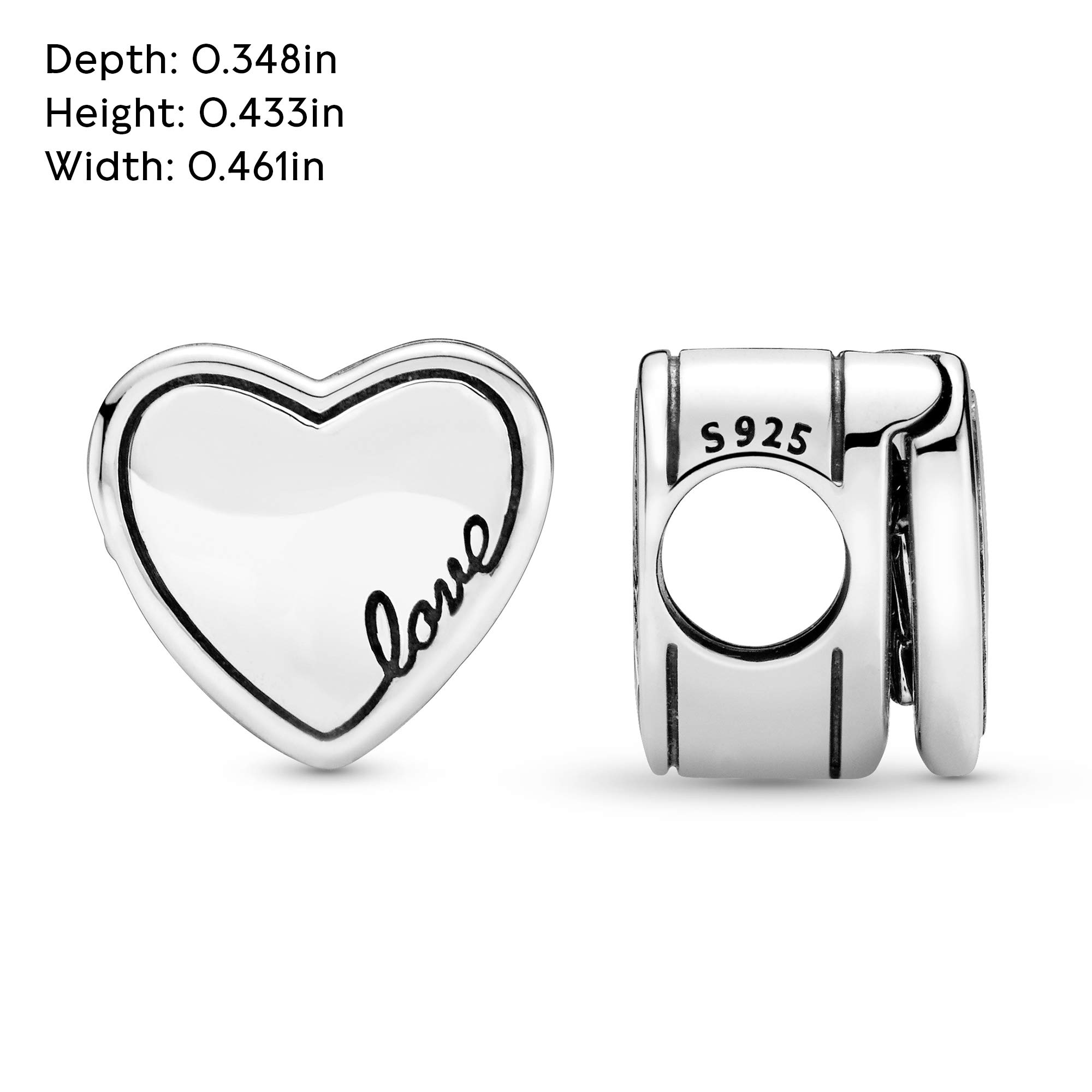 Pandora Jewelry Logo Yes Heart Cubic Zirconia Charm in Sterling Silver