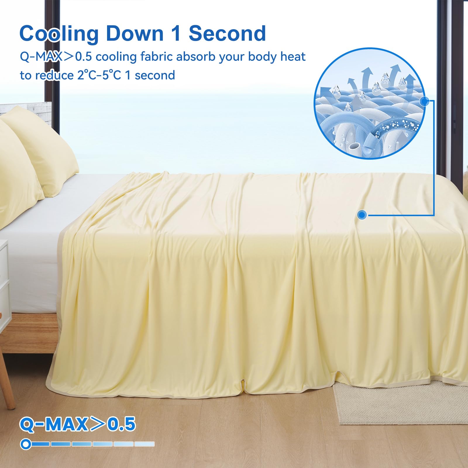 PHF Cooling Blanket for Hot Sleepers Queen Size, Arc-Chill Cool Blanket Absorbs Body Heat to Keep Cool for Night Sweats, Summer Blanket for Bed Sofa Couch, 90x90 inches, Charcoal