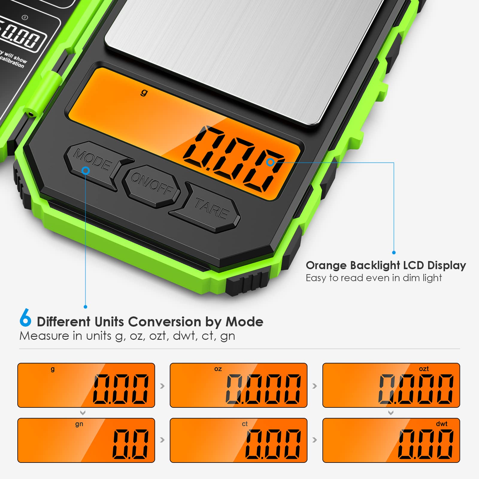 Newest Precision AMIR Pocket Scale 200g/0.01g for Home, Portable Digital Mini Food Scale Jewelry Scale Kitchen Scale Gram Scale Grains Scale, Backlit LCD, Green