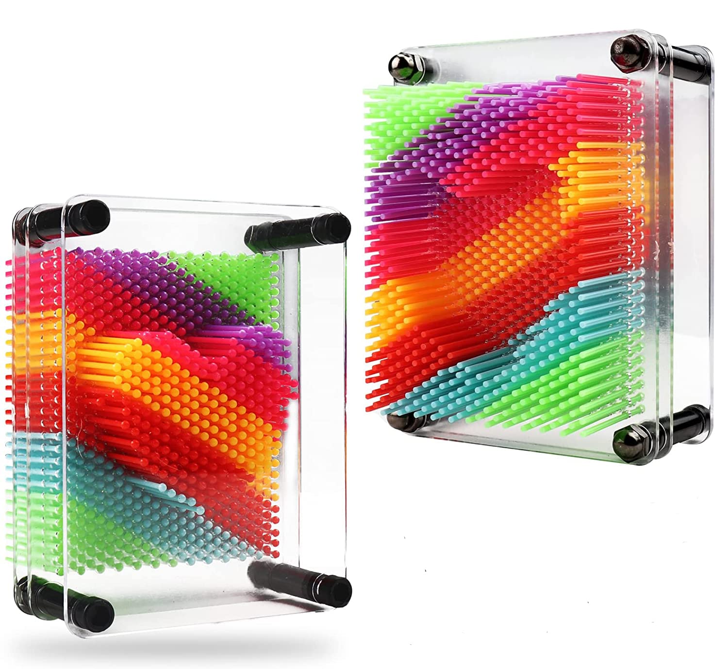 ZJMZZM 3D Pin Art Toy – Unique Rainbow Plastic Pin Art Board for Kids,3.7 * 5 inch 3D Pin Impression Sculpture Needle Toys to Inspire Imagination and Creativity for Children (Small)