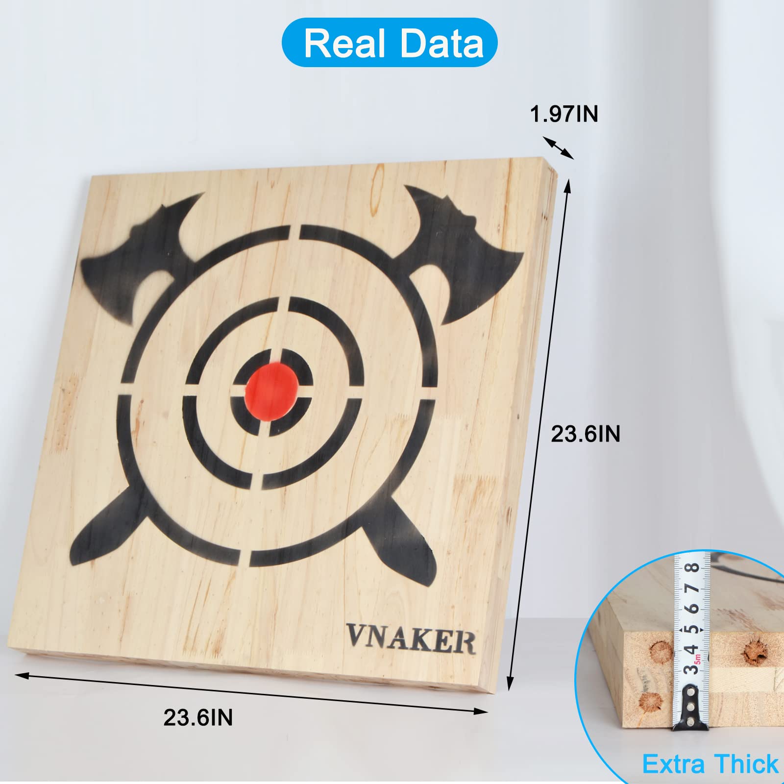 VNAKER Axe Throwing Wooden Target & Knife Throwing Wooden Target with Steel Chain