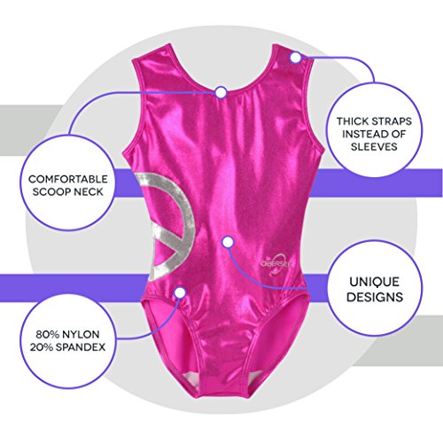 Obersee Girl's Gymnastics Leotard, Pink Peace, CS