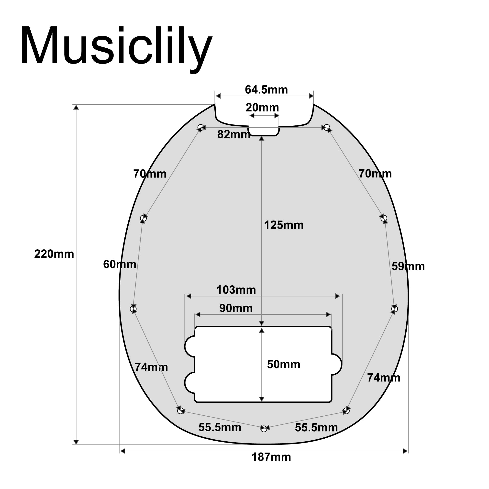 Musiclily 9 Hole Bass Pickguard for MusicMan MM StingRay 4 String Bass Guitar,4Ply White Pearl