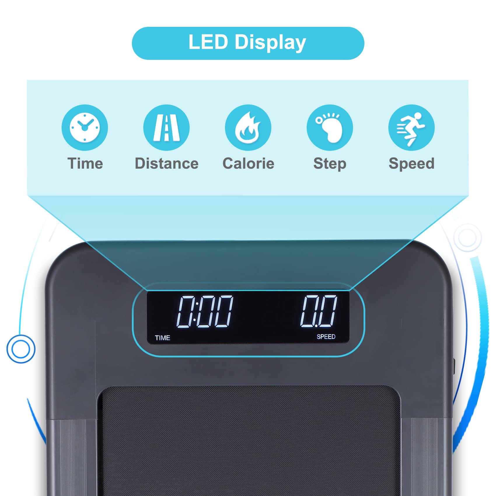 Under Desk Treadmill for Home, RUNOW Walking Pad Treadmill with Lager Running Surface and LED Display, Electric Portable Walking Running Treadmills for Office