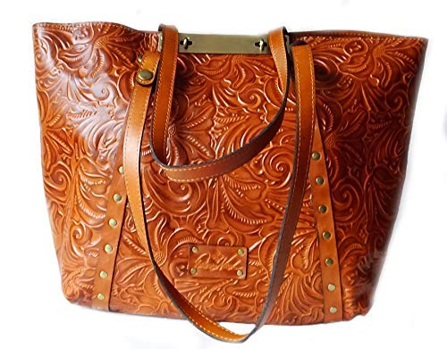 Patricia Nash Burnished Tooled Collection Tote Benvenuto Shoulder Bag Italian Leather
