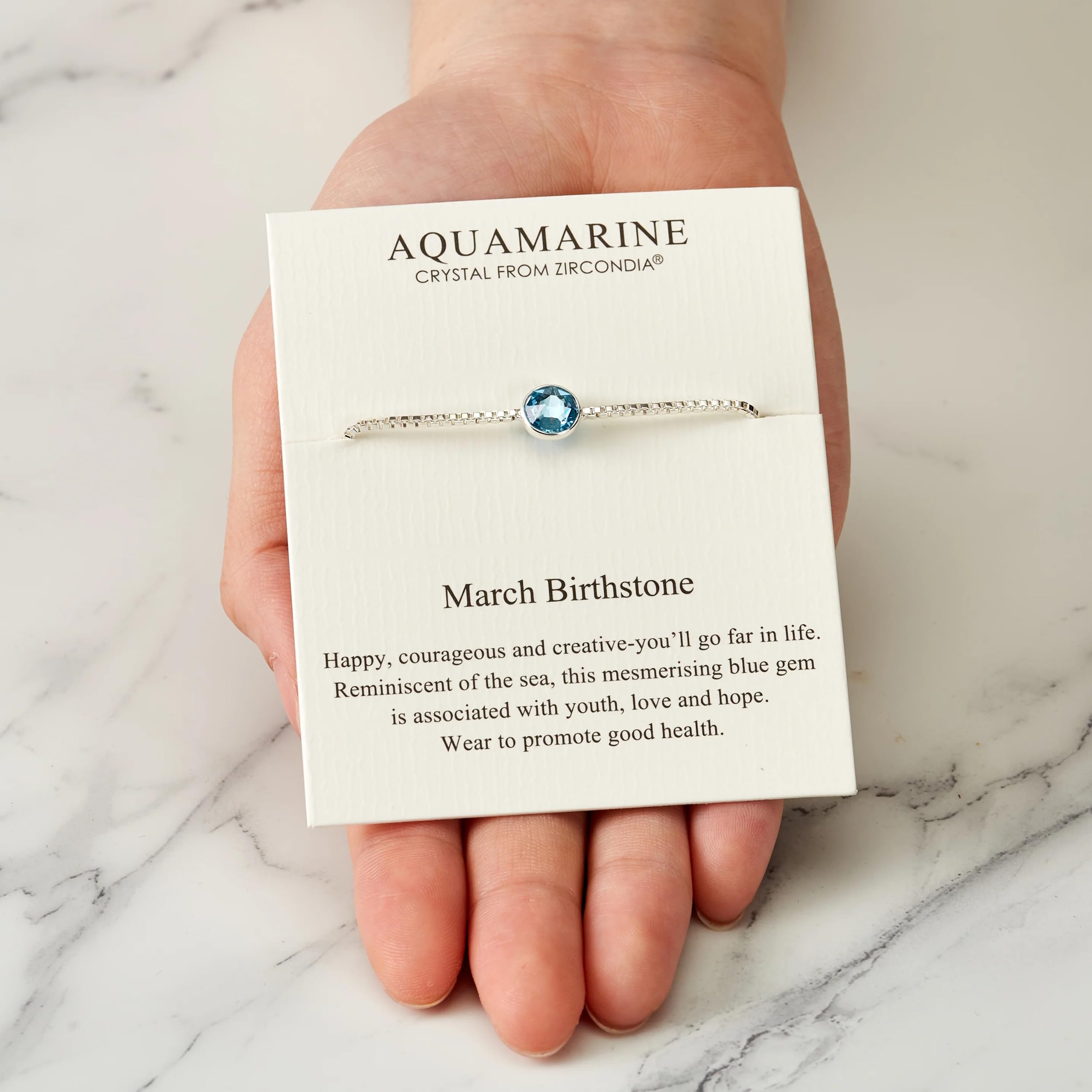 Philip Jones March (Aquamarine) Birthstone Bracelet Created with Zircondia® Crystals