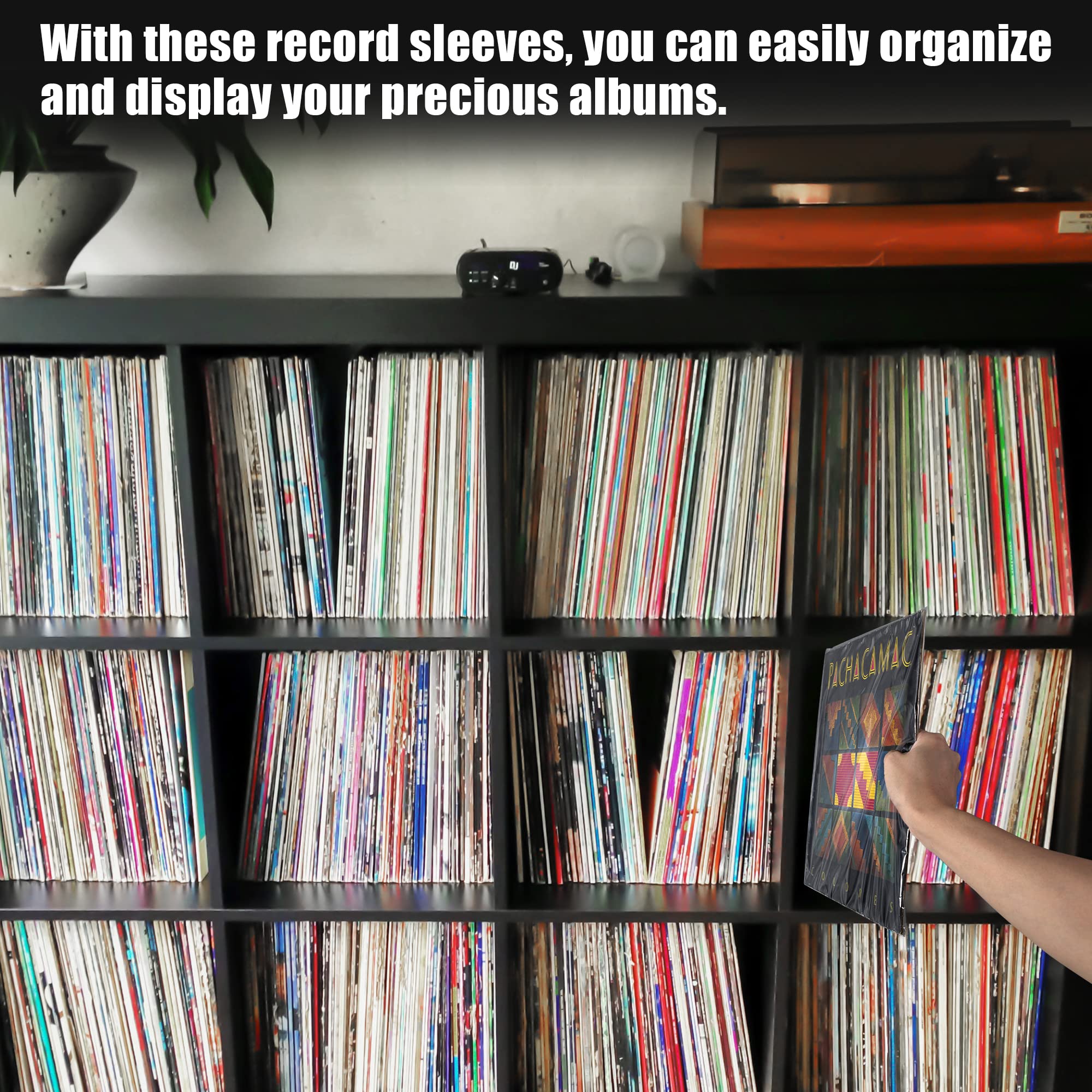 MyLifeUNIT Vinyl Record Sleeves, Record Sleeves Outer for Single & Double LP Album Covers 12.8" x 12.8" (100 PCS)
