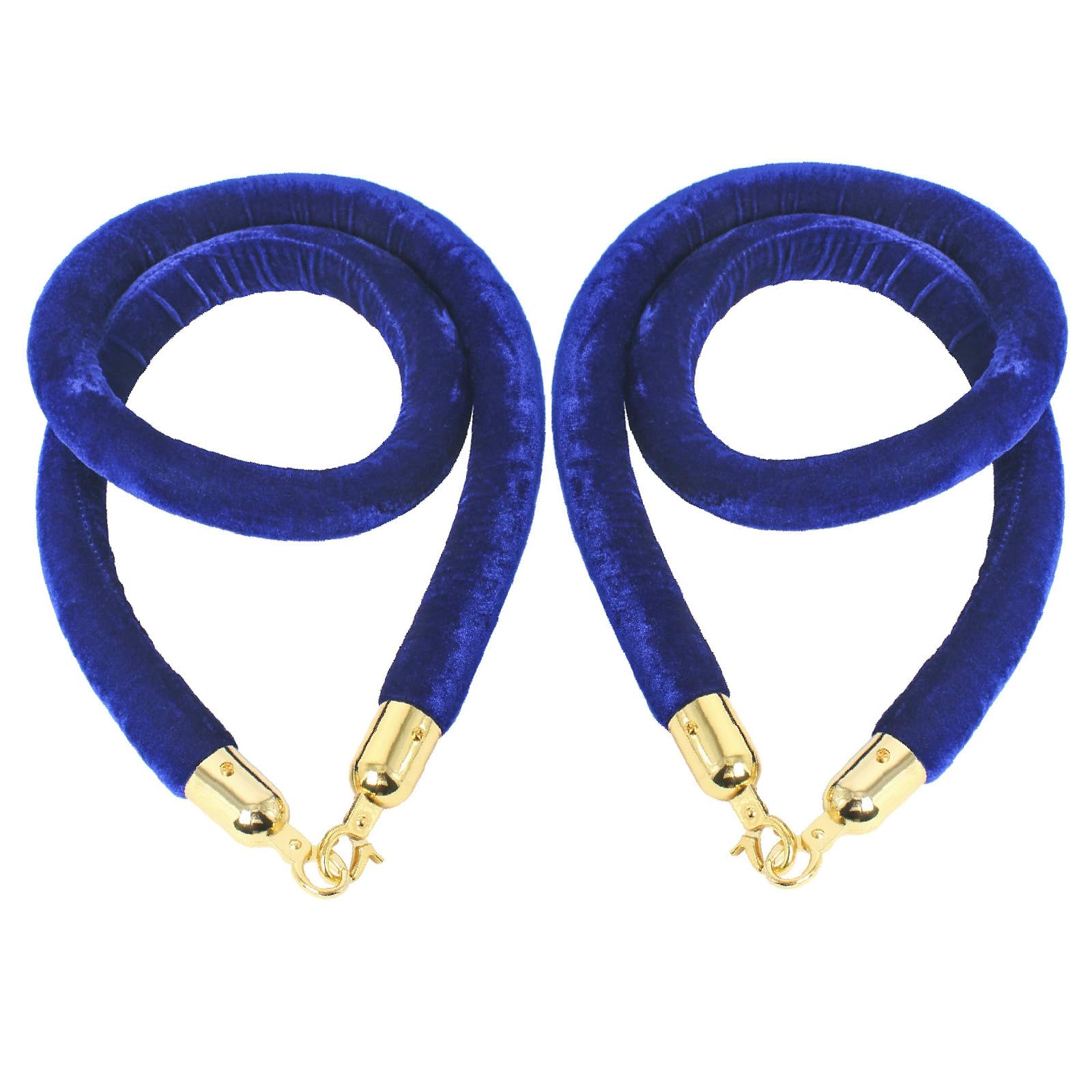 NovelBee 2 Pack of 5 Feet Velvet Rope with Gold Plated Hooks,Crowd Control Stanchion Post Queue Line Barrier (Black)