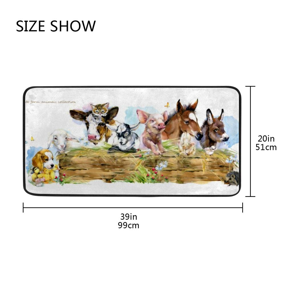 ZHIMI Kitchen Rug Non-Slip Cute Farms Animal Set Kitchen Mat Runner Area Carpet Floor Mat Microfiber Comfort Standing Entry Rug 39" x 20"