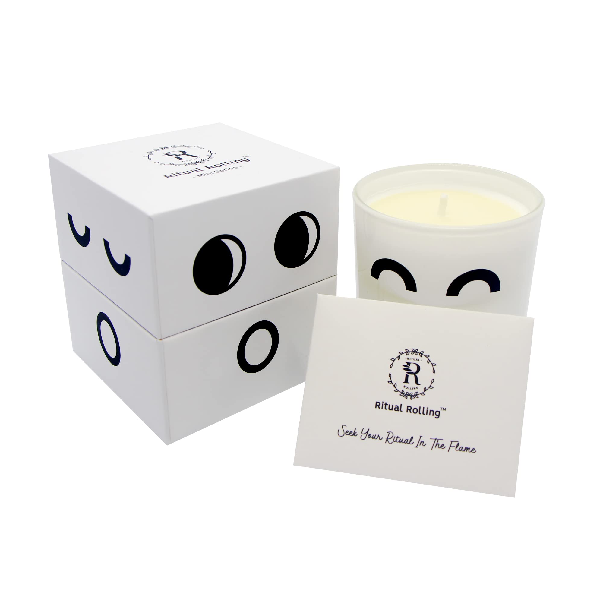 Ritual Rolling Scented Candle, Candle Gift Set, Soy Candle, Candle Pack, Relaxing Candle, Meditation Candles, Calming Candles Comes with Glass Candle Jar (White)