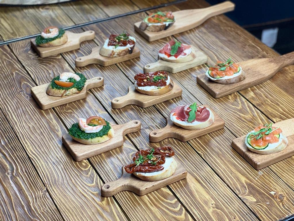 Woodla Mini Charcuterie Boards Cutting Board with Handle Set of 6 Pcs Beechwood, Bulk Pack