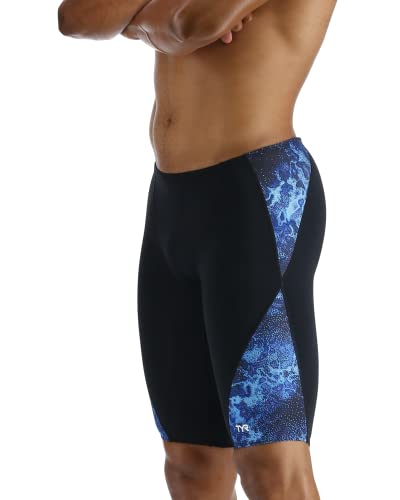 TYR Men's Standard Durafast Lite Splice Swimsuit Jammer, Diploria Blue