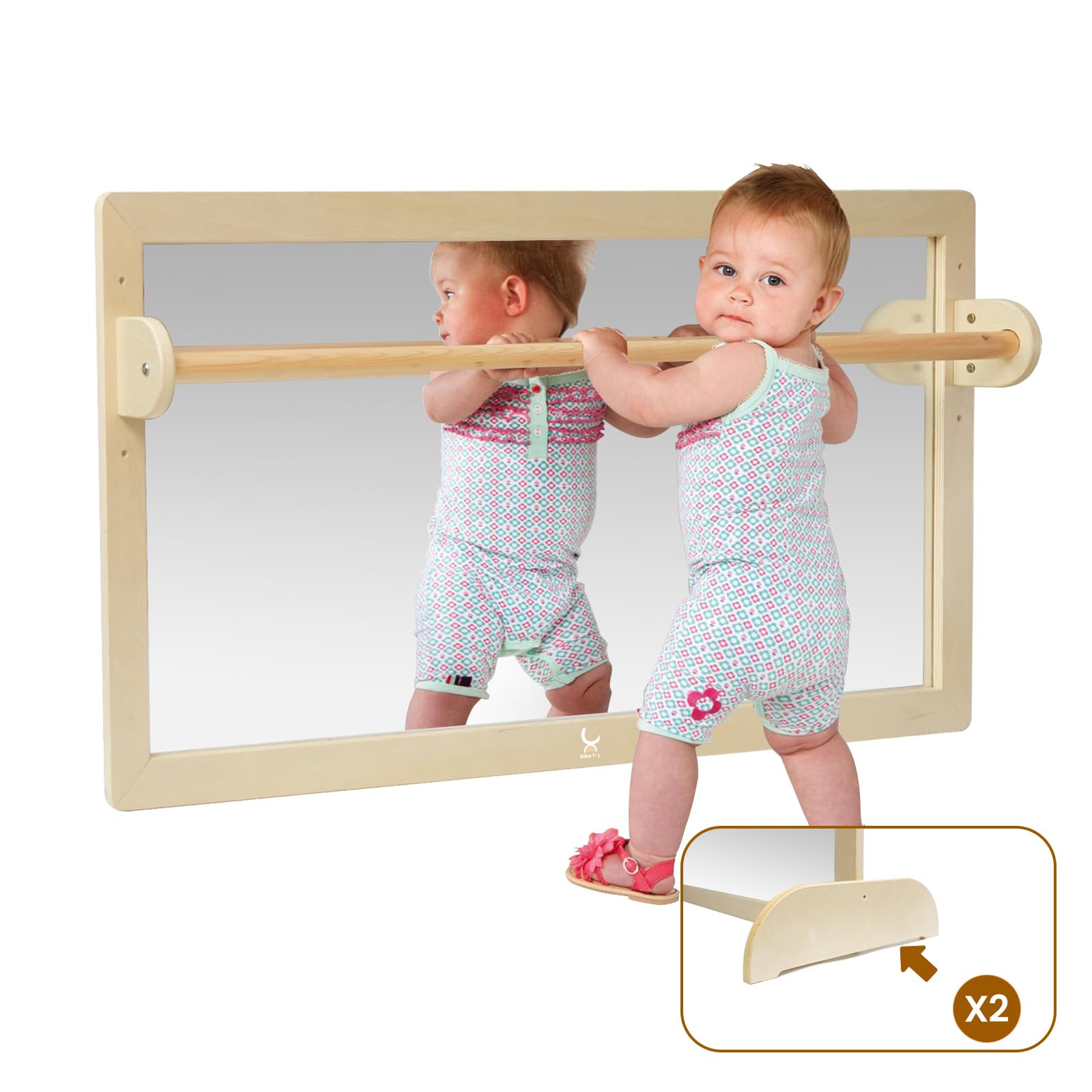 XIHAToy Montessori Infant Coordination Mirror Brown Montessori for Babies 6-12 Months for Infants and Toddlers