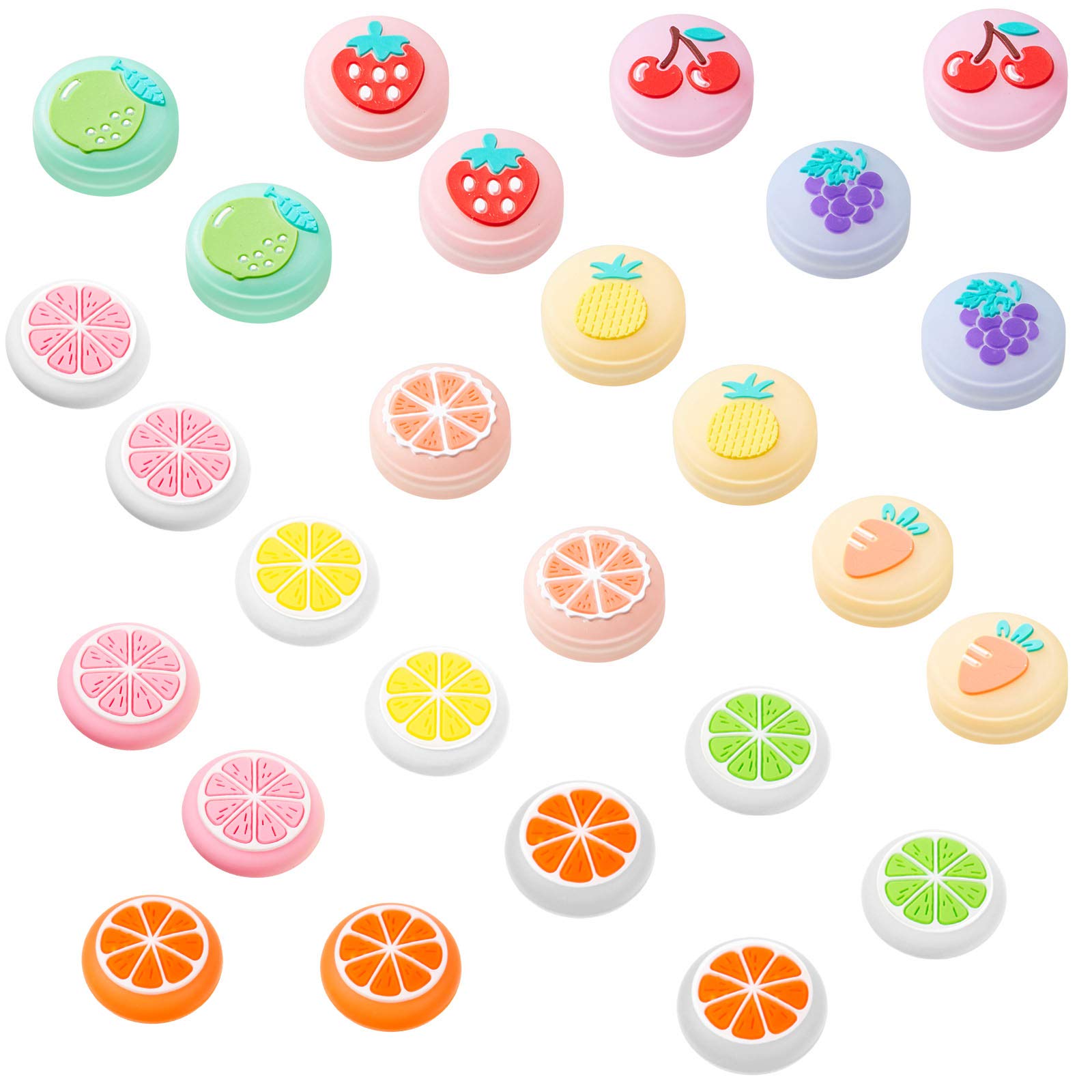 Skylety 26 Pieces Replacement Silicone Lemon Fruit Design Thumb Grip Caps Analog Stick Cover Joystick Cap Luminous Cover Compatible with Nintendo Switch, Switch Lite Joy-Con Controller