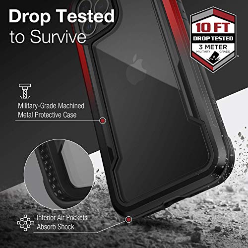 Raptic Shield Case Compatible with iPhone 12 Case & iPhone 12 Pro Case, Shock Absorbing Protection, Durable Aluminum Frame, 10ft Drop Tested, Fits iPhone 12 & 12 Pro, Black & Red