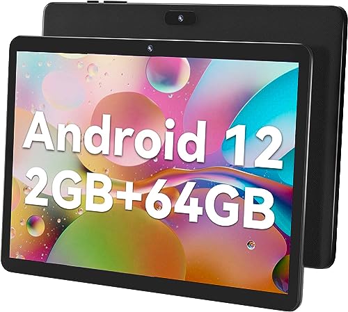 SGIN 10 Inches Tablet Computer IPS Display, 2GB RAM 64GB ROM, Android 12 Quad-Core Processor 1.6GHz, 5000mWh Battery, TF Card 32GB Expansion, WiFi, GPS, Bluetooth, Black