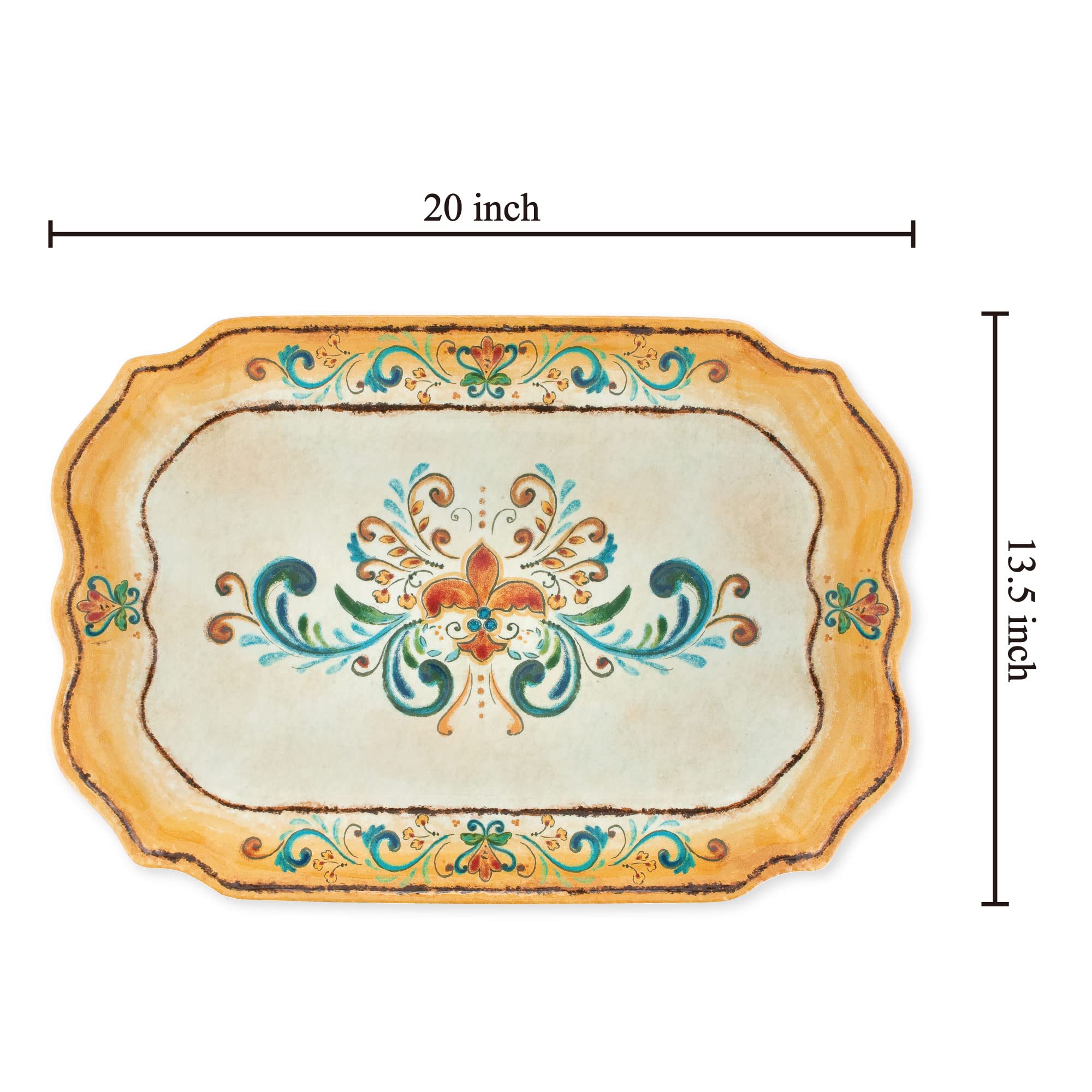 Supreme Housewares 20 Inch Melamine Serving Tray Serving Platter Rectangular Tray BPA-Free Large Tray for Charcuterie, Food, Fruit, Snack, and Dessert (Tuscany)
