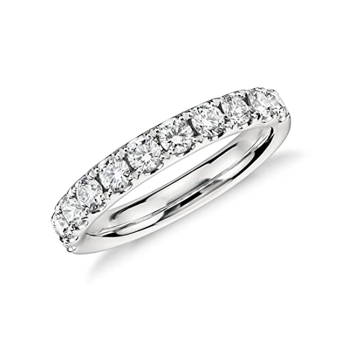 RITZIN Round Brilliant Shape White Color Moissanite Diamond 925 Sterling Silver Half Eternity Wedding Band For Women - (6) 3.5 MM
