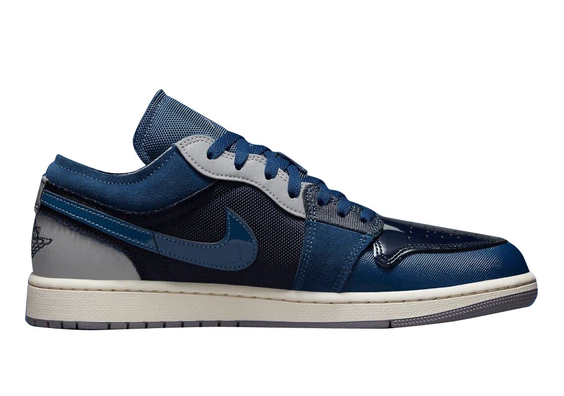 Nike Men's Air Jordan 1 Low Craft Shoes, Obsidian/French Blue/Sail/Ashe, 9