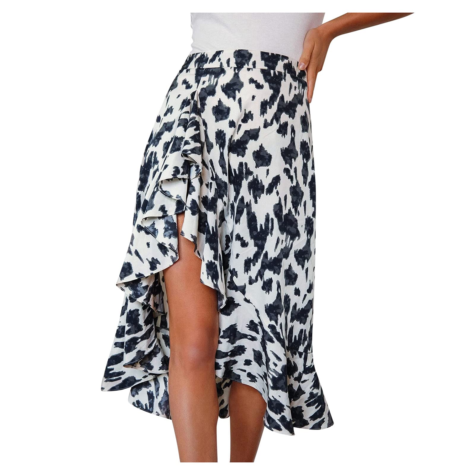 Tulle Skirts for Women Long Length Pink Plaid High Waisted Club Print Split Leopard Skirt Ruffle A Line Women's