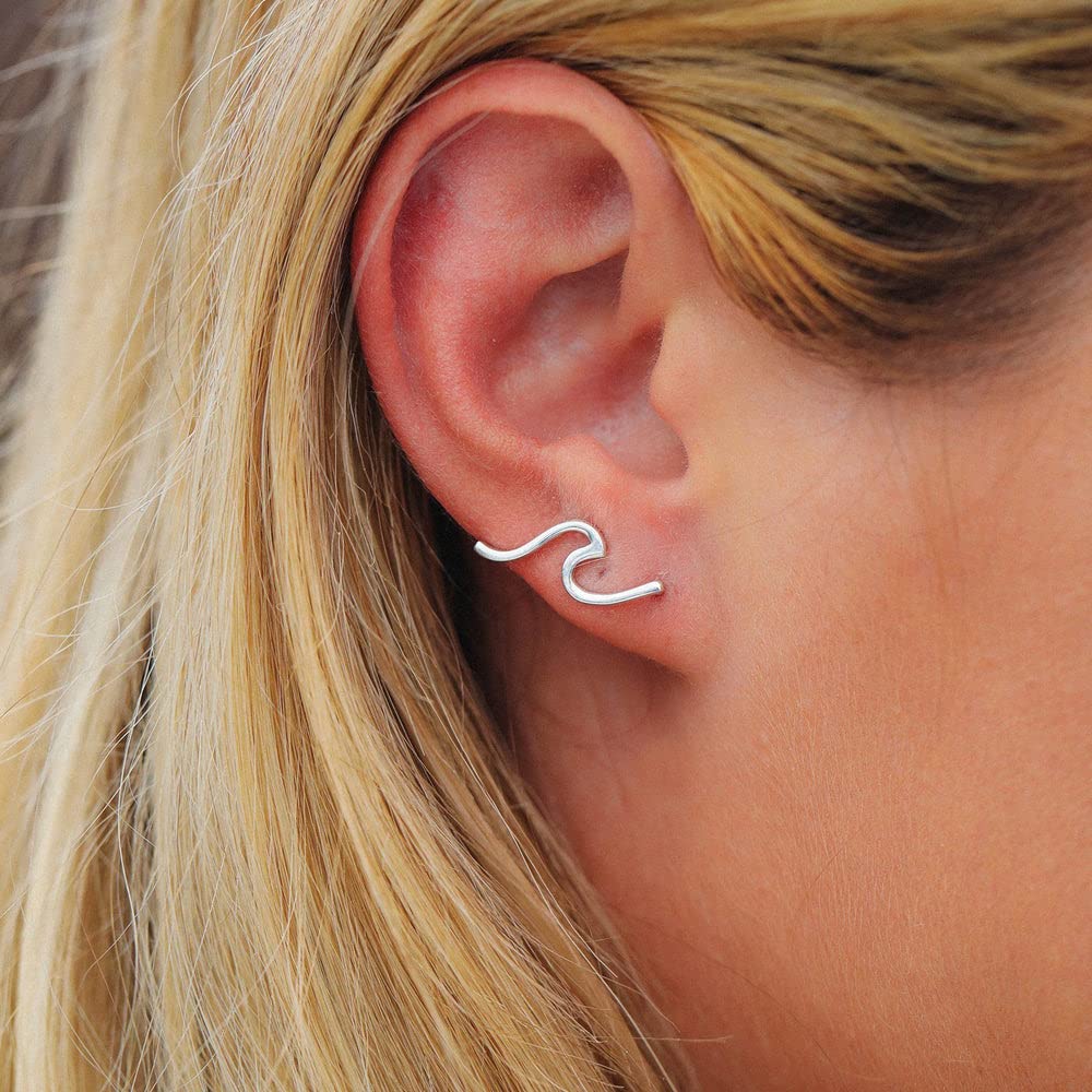 Pura Vida Silver Wave Ear Climber Earrings .925 Sterling Silver - 1 Pair