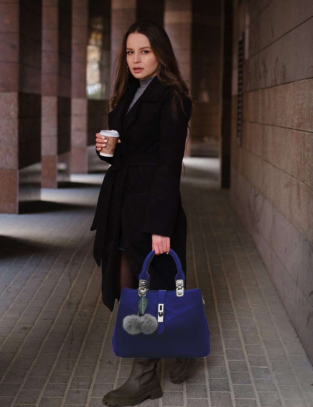 xusyuh FINETOO Women's Bags Autumn and Winter Trend Big Bag Shoulder Messenger Handbag Large Capacity Female Bag (Deep Blue)