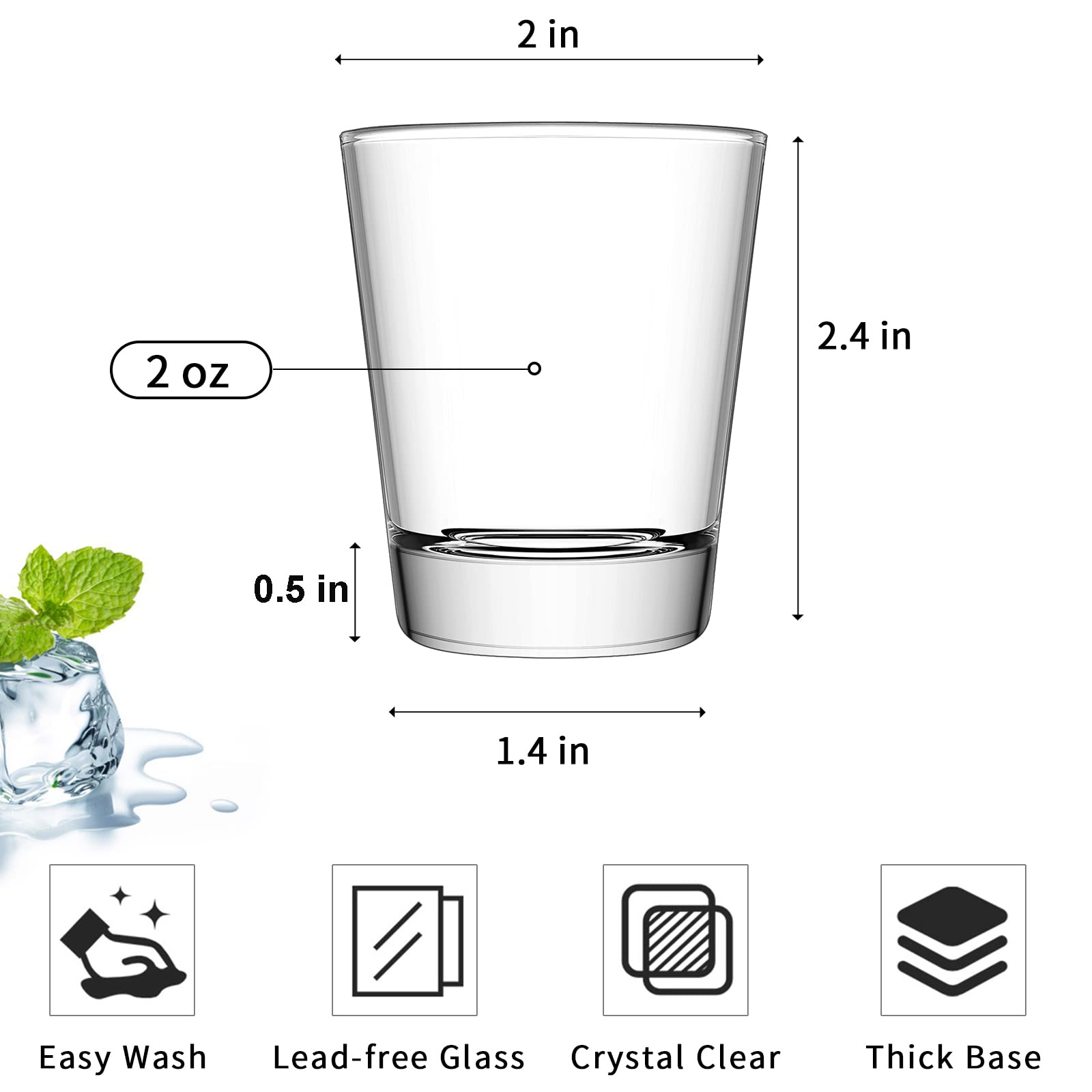 SuproBarware Shot Glass Set of 36 Heavy Base Shot Glass Bulk 2 oz Plus Measured Liquor Bottle Pourers 12Packs β 1oz/30ml