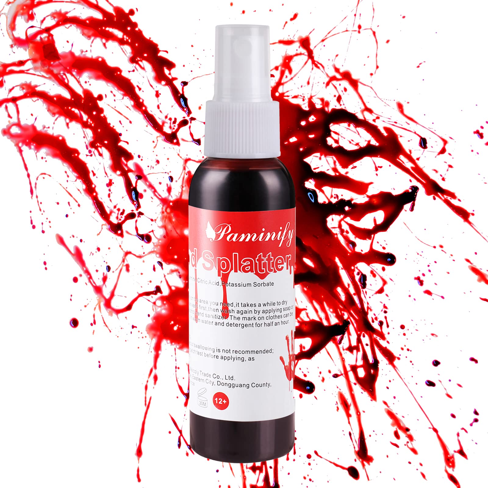 Paminify 2.1oz Fake Blood Spray, Blood Splatter, Halloween Liquid Blood for Clothes, Zombie, Vampire and Monster SFX Makeup & Theater,Dark