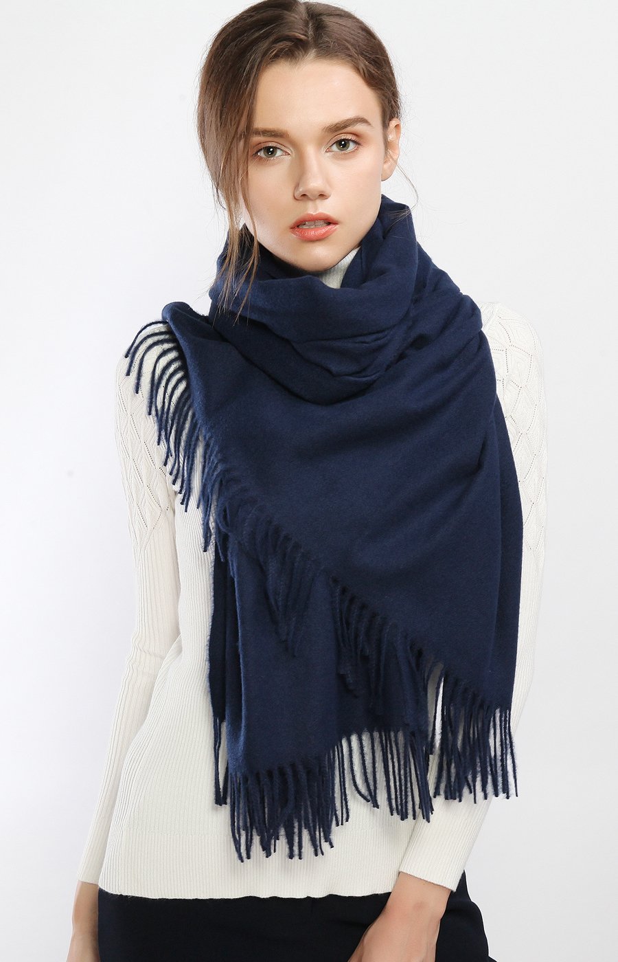RIIQIICHY Scarfs for Women Fall Winter Navy Pashmina Shawls and Wraps for Evening Dresses Wedding Shawl Blanket Scarves