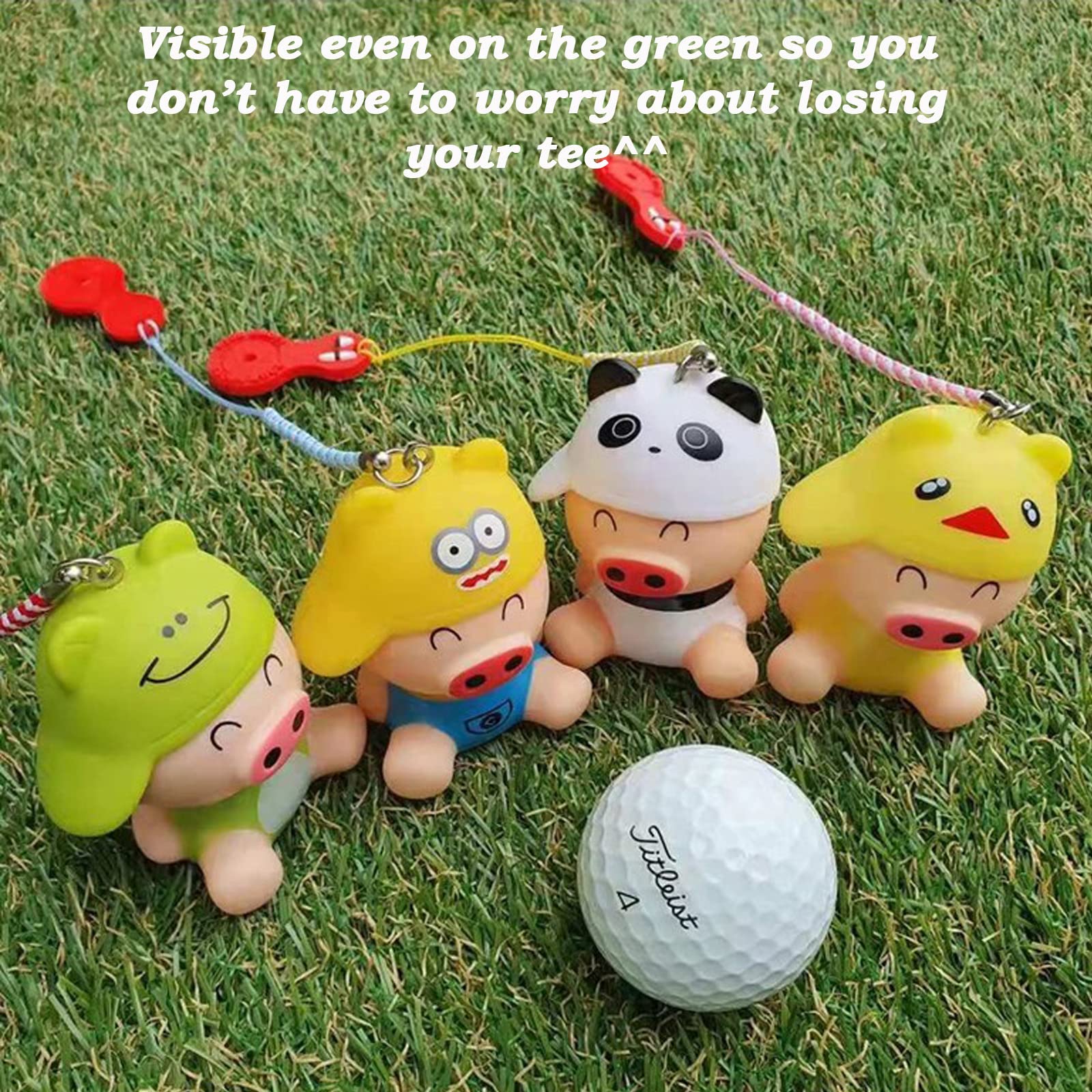 U1-Golf Tee Pig Friends Golf Tee Hanger 4 Types 1 Set Golf Tee Holder Golf Accessories