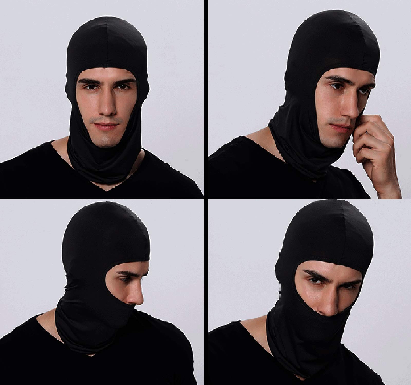 Pack of 5 Black Ski Face Mask Men Sun Balaclava Dust Proof for Outdoor Riding Fishing Headgear