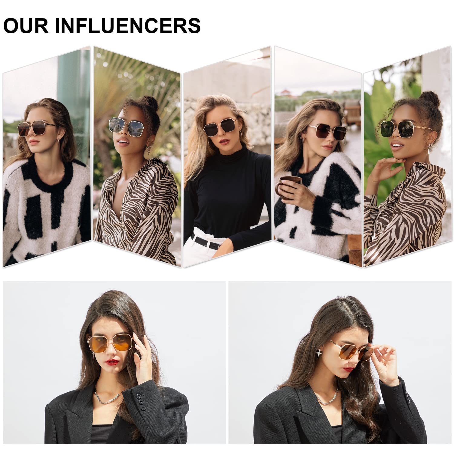 SOJOS Retro Square Polarized Sunglasses for Women Vintage Square Shades UV400 Large Metal Frame SJ1166 with Gold/Grey Lens