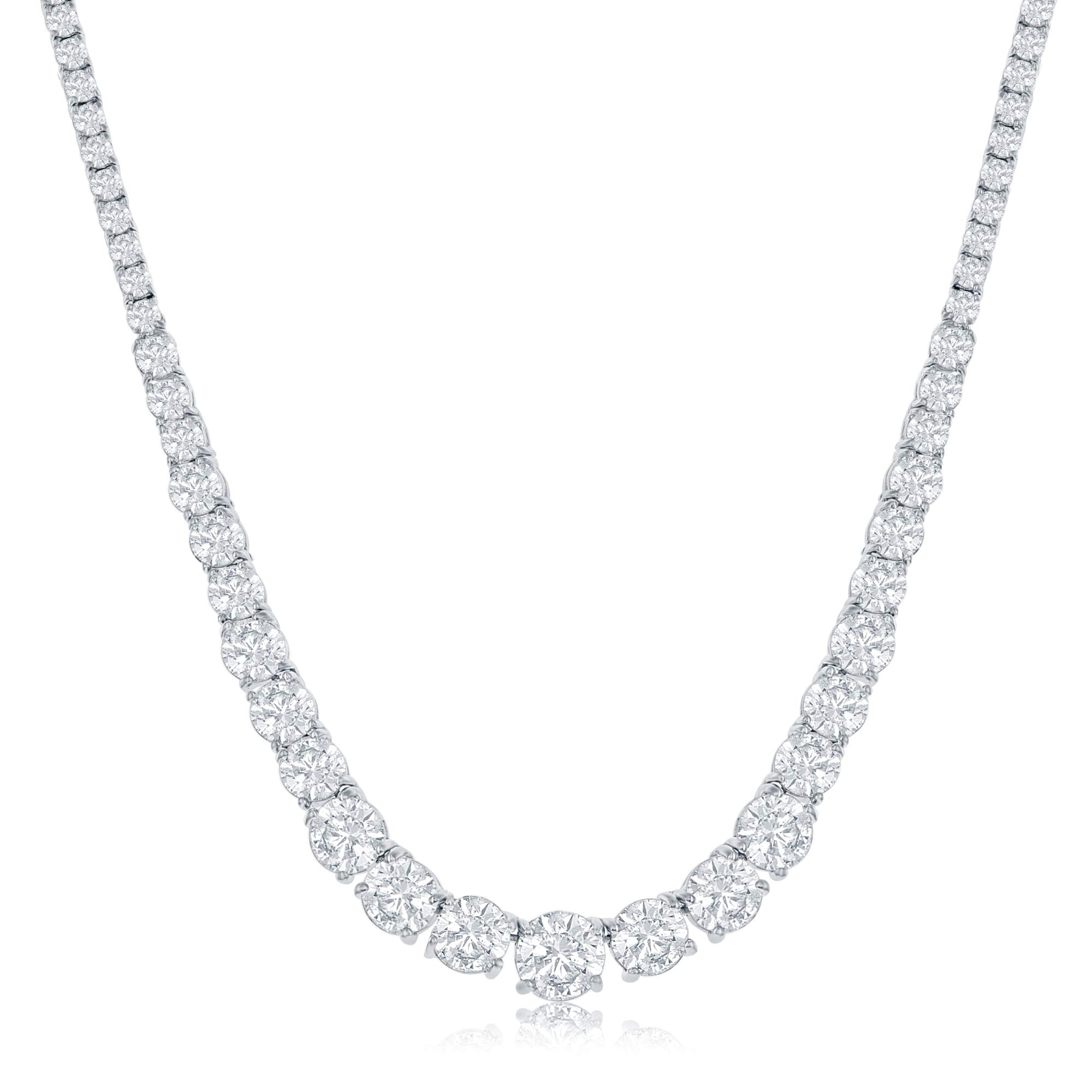 NYC Sterling Tennis Necklaces for Women â Luxurious Cubic Zirconia Necklace â Graduated Tennis Necklace with Round CZ Stones â Elegant and Refined Tennis Chain for Women â 17-inch