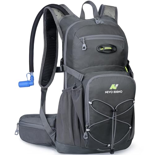 N NEVO RHINO Multipurpose Hydration Backpack with 3L Water Bladder, High Flow Bite Valve, Perfect Water Backpack 18L for Hiking, Cycling