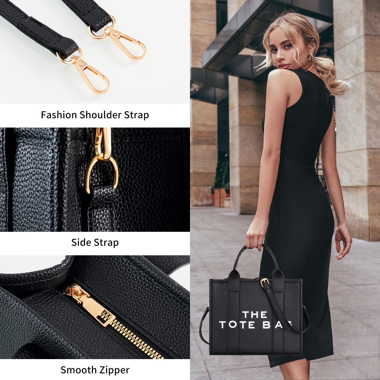 Ocebay The Medium Tote Bag for Women or Men - The Popular of Classic Elements for Years to Come (Medium, Light black)