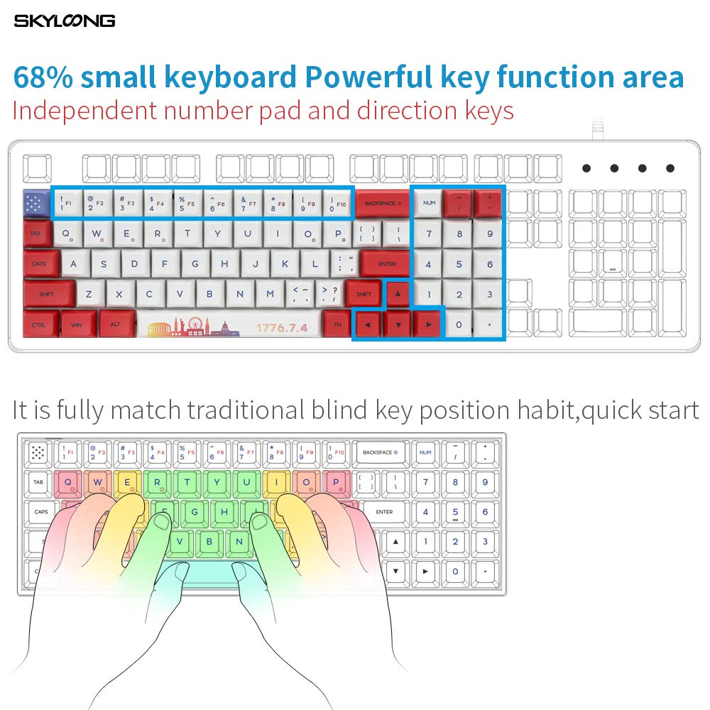 SKYLOONG GK71 71 Keys Mechanical Gaming Keyboard Dye Sublimation PBT Doubleshot Keycaps RGB Backlight Hot Swappable Wired Mechanical Keyboard (Blue Switch)