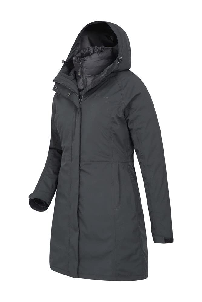 Mountain Warehouse Alaskan Womens Long 3 in 1 Jacket Jet Black Womens Size 8 US