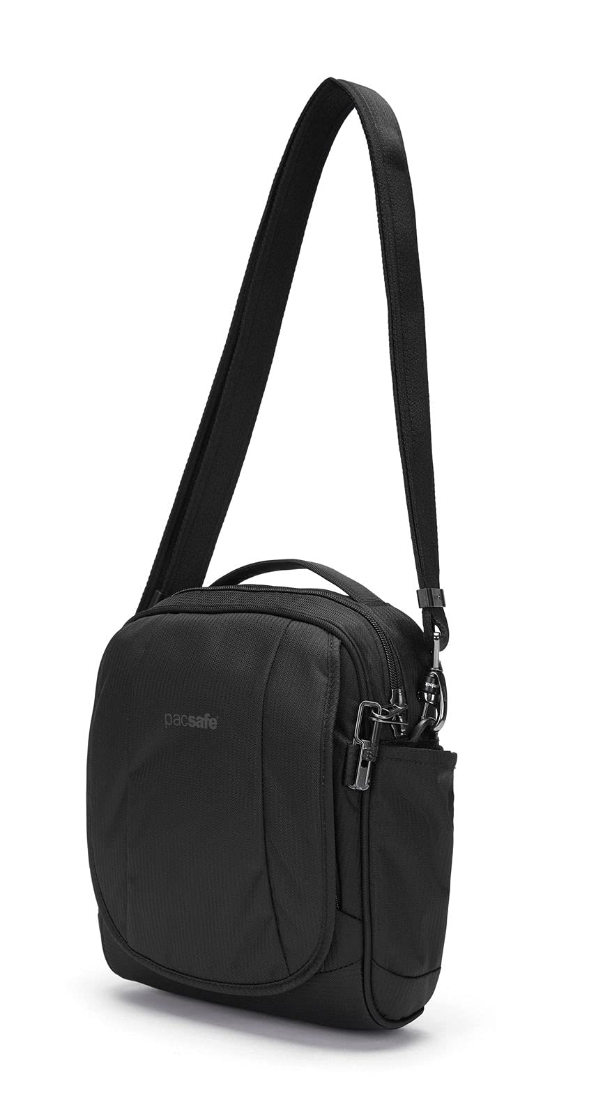 Pacsafe Metrosafe LS200 ECONYL 7 Liter Anti Theft Crossbody/Shoulder Bag - Fits 10 inch Tablet, ECONYL Black
