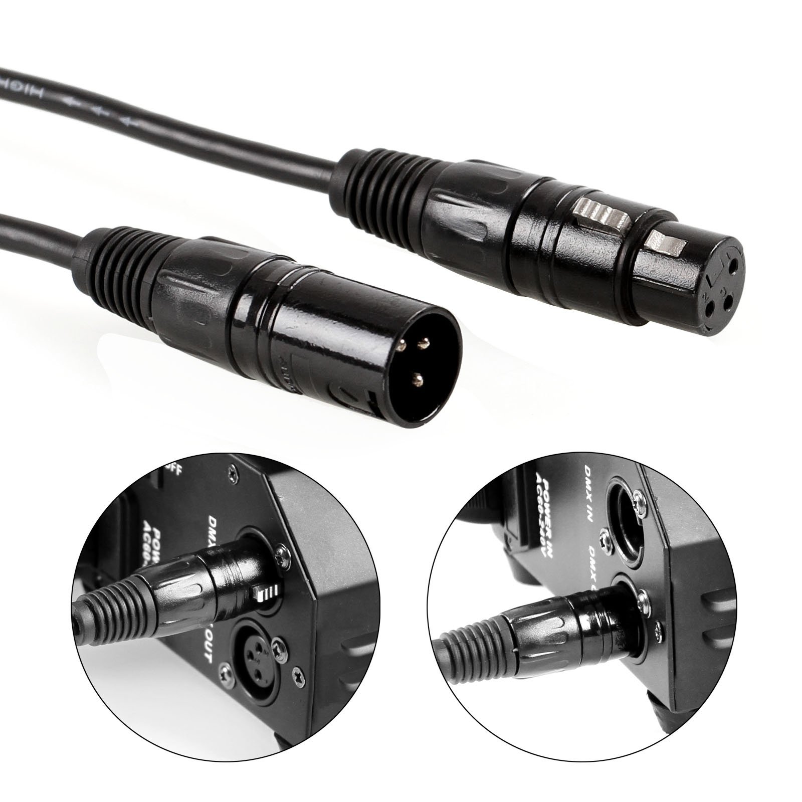 MOUNTAIN_ARK 10 Pack 3-Pin DMX Cable Signal XLR Connection Stage Light Wire 6.5 ft / 2 m for Moving Head Light Par Light