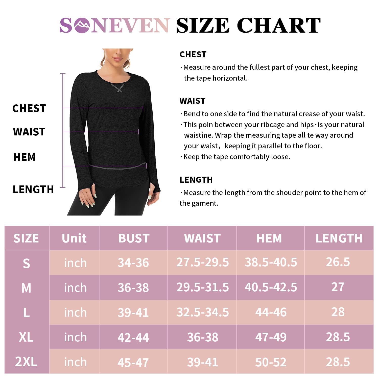 Soneven Women's Thermal Fleece Long Sleeve Workout Shirts Scoop Neck Running Loose Fit Basic Tops(Black, XX-Large)