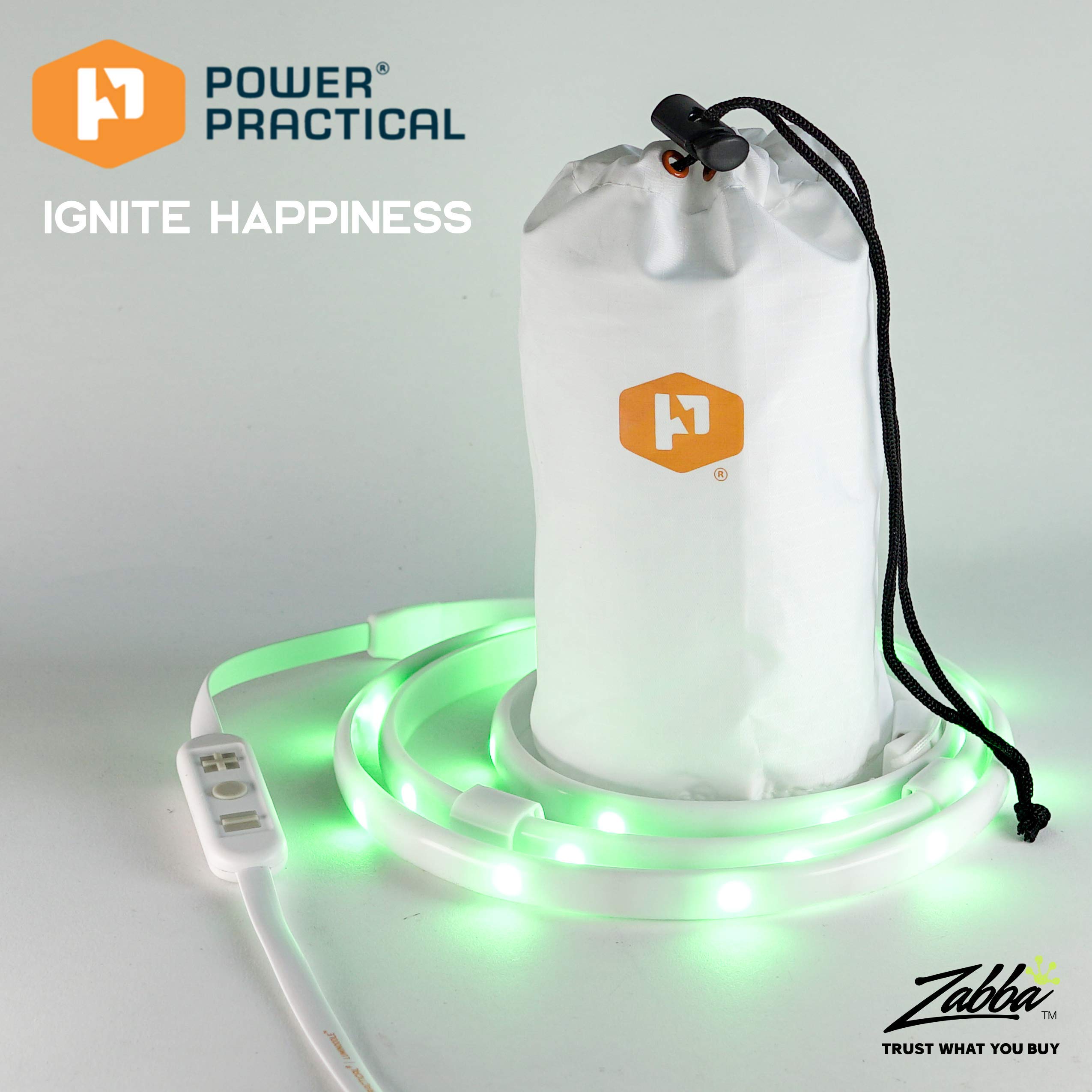 POWER PRACTICAL Luminoodle - The Original LED Light Rope for Camping - 5ft Waterproof USB Powered LED String Lights + Lantern for Hiking, Safety, Emergencies